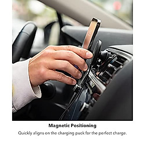 mophie Snap+ Wireless Vent Mount Universal Charger, 15W Charging, Magnetic Positioning for Accurate Placement, One-Hand Operation, Compatible with Magsafe for iPhone 12 Models & Qi- Enabled Devices