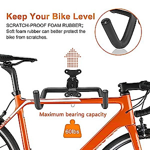 CUCESH Bike Wall Mount Hanger 2 Pack .Horizontal Indoor Bicycle Storage Rack. Cycling Wall Mounted Holder Hook for Road, Mountain or Hybrid Bikes in Garage or Home