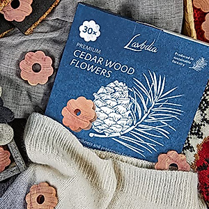 Cedar Wood Closet Freshener for Clothes Hangers: 30 Cedar Wood Flowers for Wardrobe Closet – Cedar Hangers – Wood Ring Pack – Closet Freshener LAVODIA