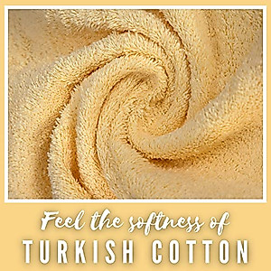 LA HAMMAM 6 Piece Towel Set - 2 Bath Towels, 2 Hand Towels, 2 Washcloths for Bathroom, College Dorm, Kitchen, Shower, Pool, Hotel, Gym & Spa | Soft & Absorbent Turkish Cotton Towel Sets - Yellow