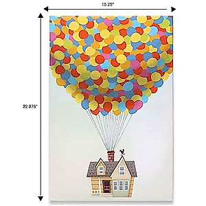 Open Road Brands Disney Pixar Up House and Balloons Gallery Wrapped Canvas Wall Decor - Large Up Canvas Wall Art for Kids' Bedroom, Nursery or Home Decor