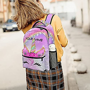 Custom Kid's Backpack, Pink Unicorn Rainbow Personalized Backpack Add Your Name, Customization Backpack for Boys Girls Student