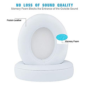Studio Ear Pads Cushions Replacement Parts Repair Kit Compatible with Beats by Dr. Dre Studio 2 Wireless/Wired B0500/B0501 and Studio 3 Over Ear Headphones (White)