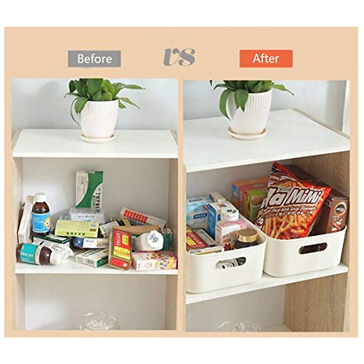 Feiupe Set of 6 Storage Bin Storage Basket Desk Cabinet Organizer