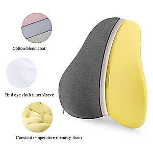 HHWKSJ Orthopedic Seat Cushion and Lumbar Support Pillow for Office Chair Memory Foam Car Seat Cushion with Washable Cover Ergonomic Desk Chair Cushion for Lower Back Pain, Sciatica Relief