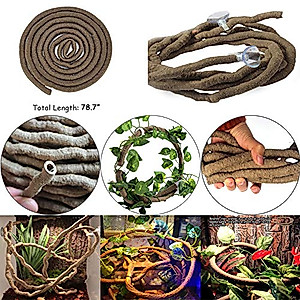 Hamiledyi Bearded Dragon Tank Accessories Lizard Hammock Climbing Jungle Vines Adjustable Leash Bat Wings Flexible Reptile Leaves with Suction Cups Reptile Habitat Decor for Gecko,Snakes,Chameleon