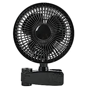HealSmart 6 inch Clip Fan, Portable Grow Tent Fan, 2-speeds 90° Oscillating Small Clamp Fan with 15W 53" Plug Cord for Stroller Bed, Table, Desk, Bunk, Dorm (Black)