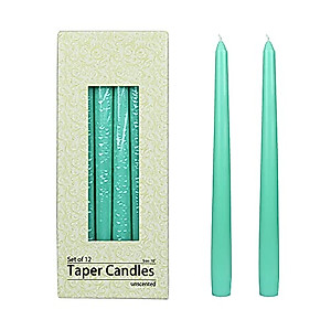 Zest Candle 12-Piece Taper Candles, 10-Inch, Aqua