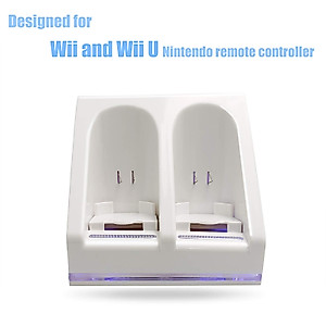 Rechargeable Battery Packs with Charger for Wii & Wii U Remote Controller,Montion Plus Controller(Dual Remote Charging Station Dock + 2 Pack 2800mAh Wii Replacement Batteries + USB Cable)