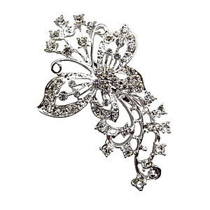 L'VOW Silver Crystal Broaches Brooch Pins Wedding Brooches Bouquet Kit Pack of 25Pcs