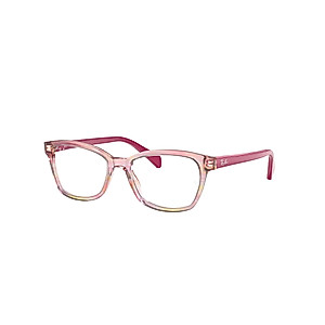 Ray-Ban Junior Girls' RY1591 Square Prescription Eyeglass Frames, Fuchsia Striped Multicolor/Demo Lens, 46 mm