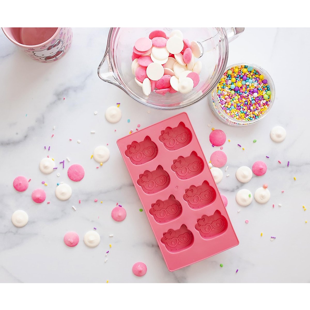 Sanrio Hello Kitty Hearts Flexible Silicone Ice Cube Tray In Character Shapes | Reusable Ice Mold For Freezer | Makes 8 Cubes