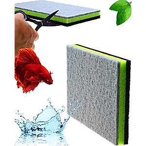 3IN1 Aquarium Filter Sponge Foam Pads - Filter Media For 20 Gallon Betta Fish Tank Supplies, Brine Shrimp Coarse Sponge Bio Filter Sheet - Filter Sponge Accessories (Plus Activated Carbon)