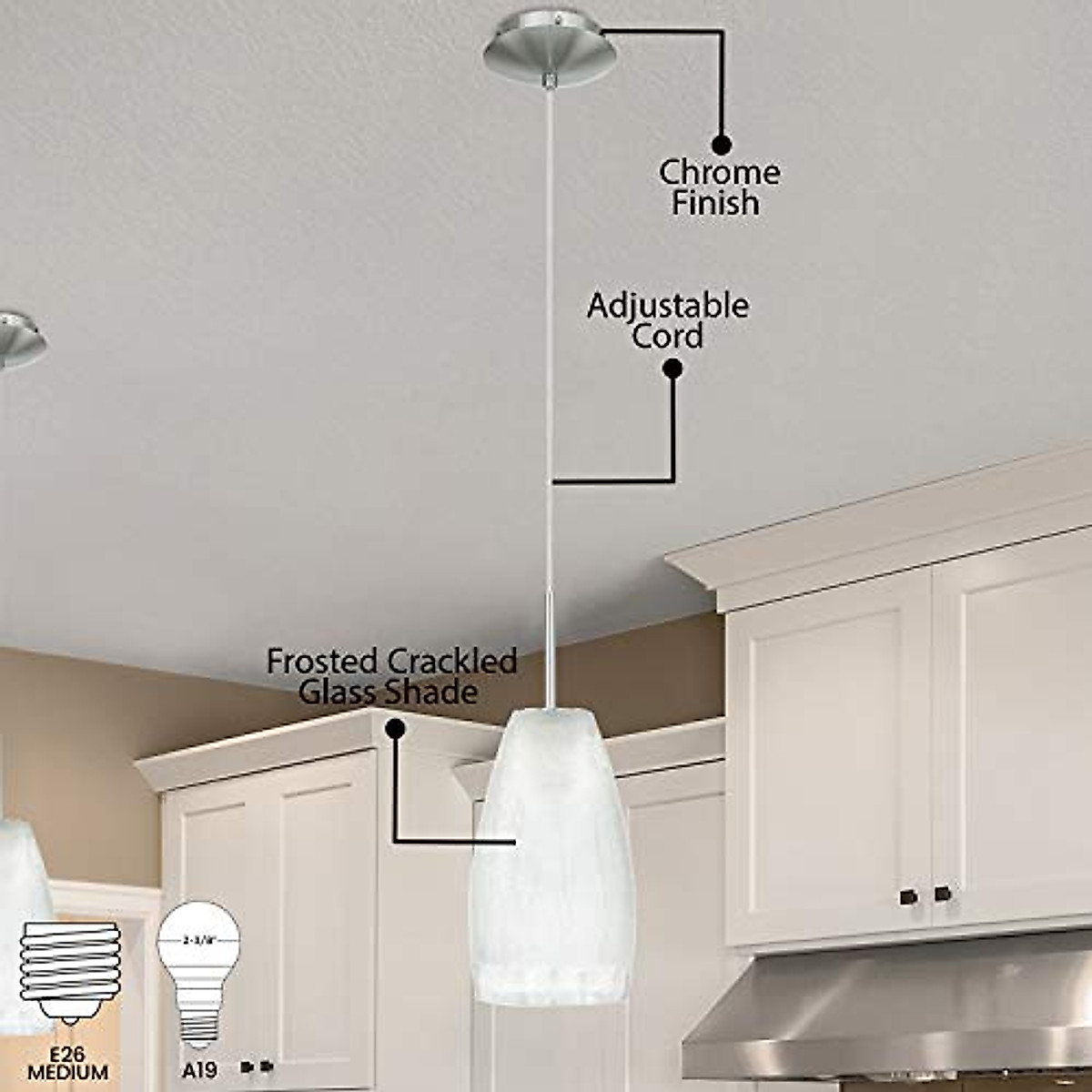 EGLO 20599A Crash Ceiling Pendant, Matte Nickel, 14-Inch