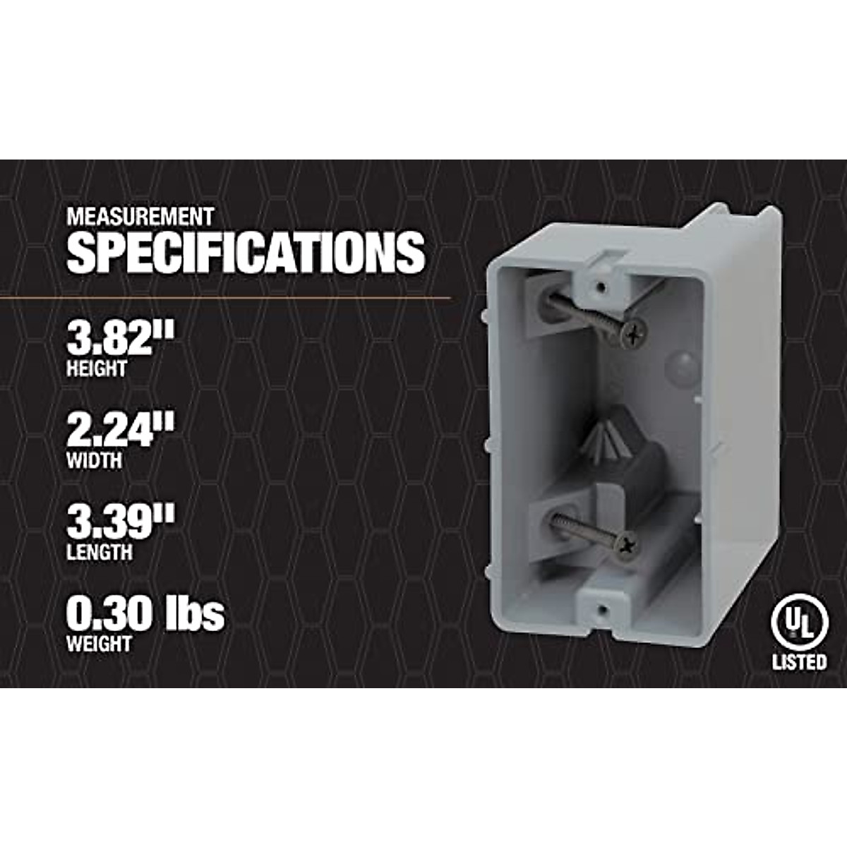 Southwire MSB1G One Device Adjustable Depth, Heavy Duty 42lb. Mounting Screws Included 1-GANG PVC ELECTRICAL BOX, Gray