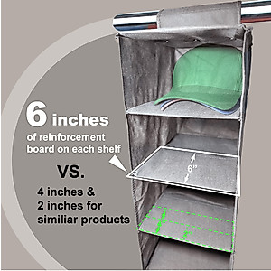 Perfect Curve 11-Pocket Closet Cap Organizer. 11 Shelf Hanging Closet Hat Organizer for Baseball Caps - Hat Storage For Up To 100 Caps - Baseball Hat Organizer - Gray