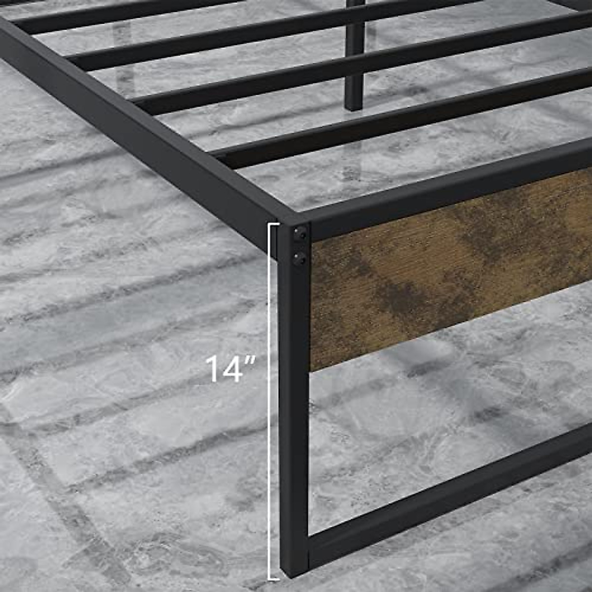 HOMWAYART King Bed Frames with Decorative Wood Panel, Storable High Platform Reinforced Steel Slats Support, Easy Assembly, Sturdy, No Box Spring Needed (Mahogany, King)