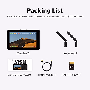 Vaxis Atom A5 Wireless Monitor 5.5 inch HDMI Recording Monitor, Video Transmission System&Monitor in One, with 150m 492 Feet Range 0.08s Latency