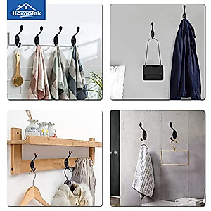 HOMOTEK 4 Pack Heavy Duty Dual Coat Hooks Wall Mounted Double Prong(Up and Down) Rustproof Coat Hooks Hardware Retro Robe Hanger for Coat,Towel, Scarf, Hat, Bag, Key, Shoes, Oil Rubbed Bronze