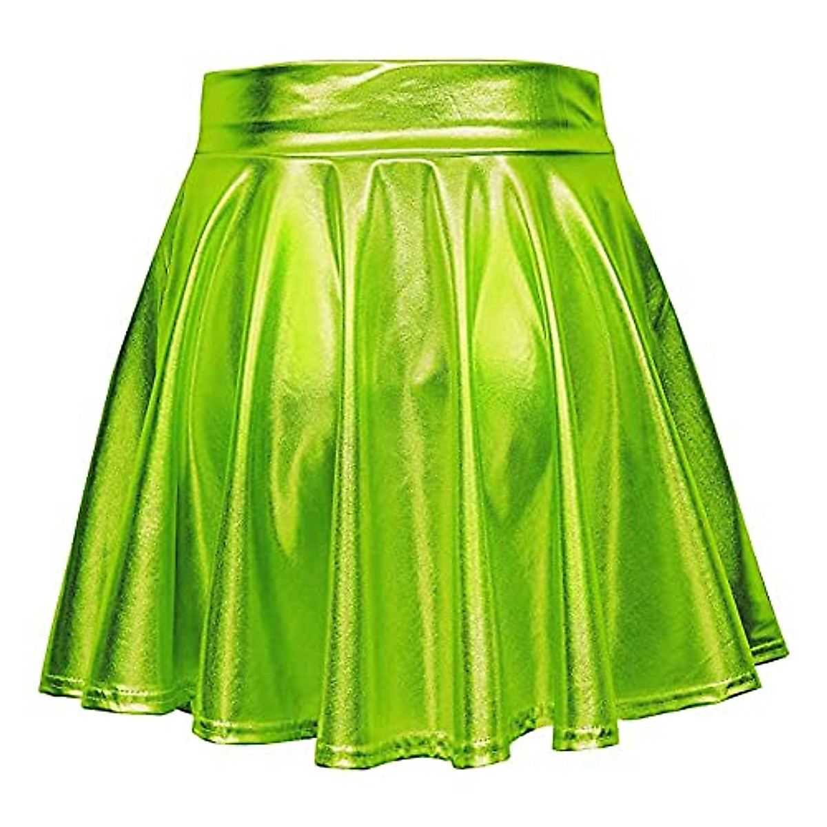 SFBBCLOZ Metallic Top Metallic Skirt Set 2 Piece Outfits for Women Holographic Outfit Women Club Outfits for Women Rave Outfits for Women Latex Skirt Clubwear Beachwear (Green, L)