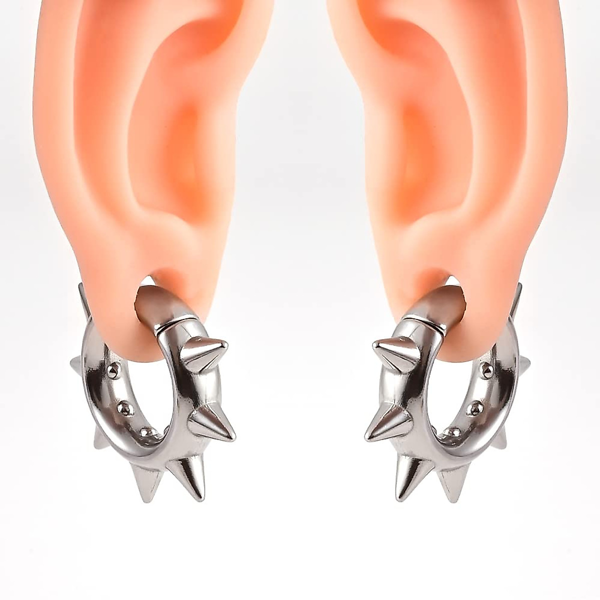 Atomhole 2PCS Spike-Shaped Ear Gauges, Hypoallergenic Ear Hangers Weights for Stretched Earlobe, 316 Stainless Steel Ear Expander Body Piercing Tunnel Plug Jewelry