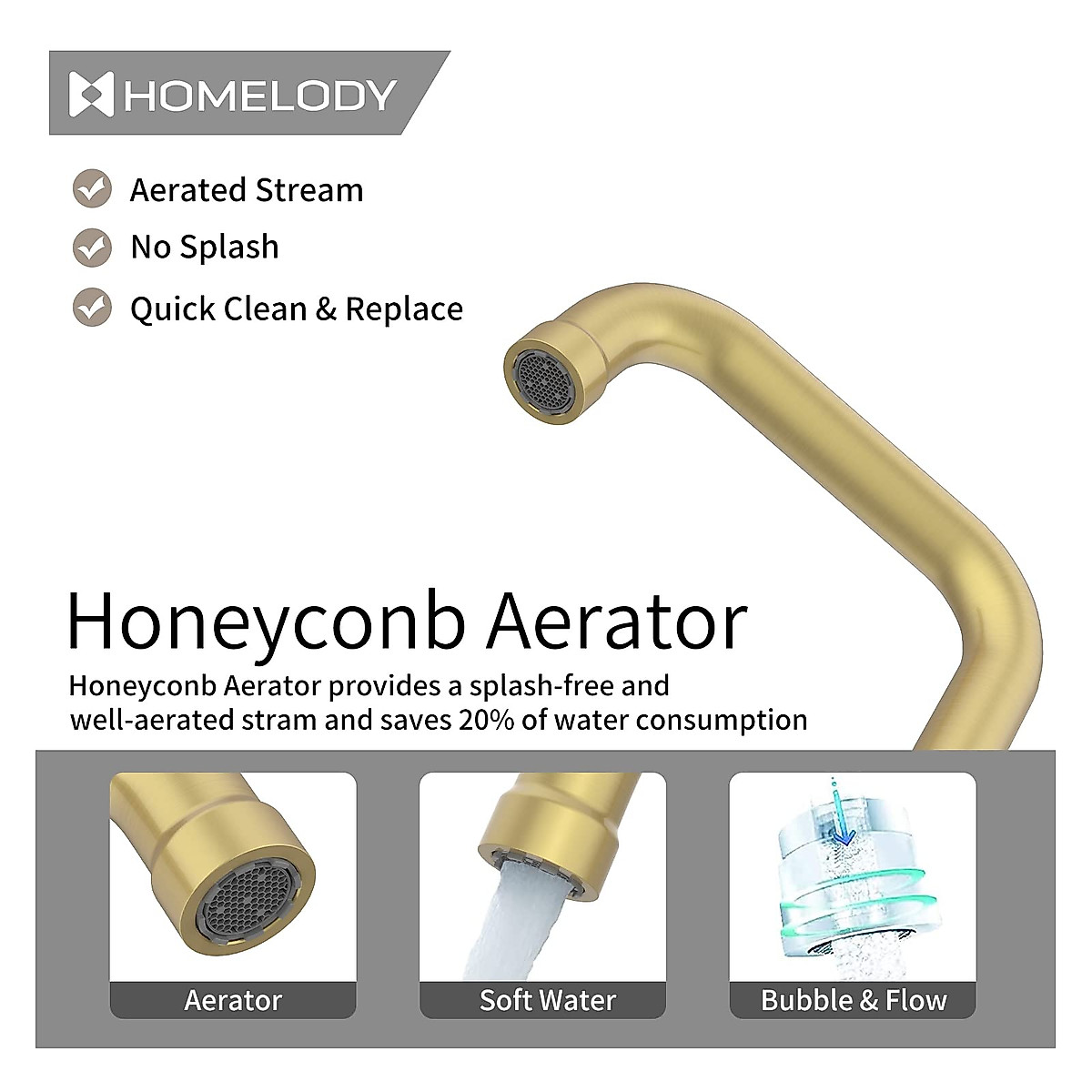 Bathroom Faucet, HOMELODY 2 Handles Gold Bathroom Faucet, 8 inch Widespread Faucet for Bathroom Sink, 3 Hole Bathroom Sink Faucet Bath Sink Faucet with Pop Up Drain