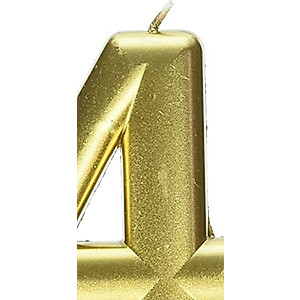 Amscan #4 Metallic Birthday Candle | Gold | Party Supply | 1 piece