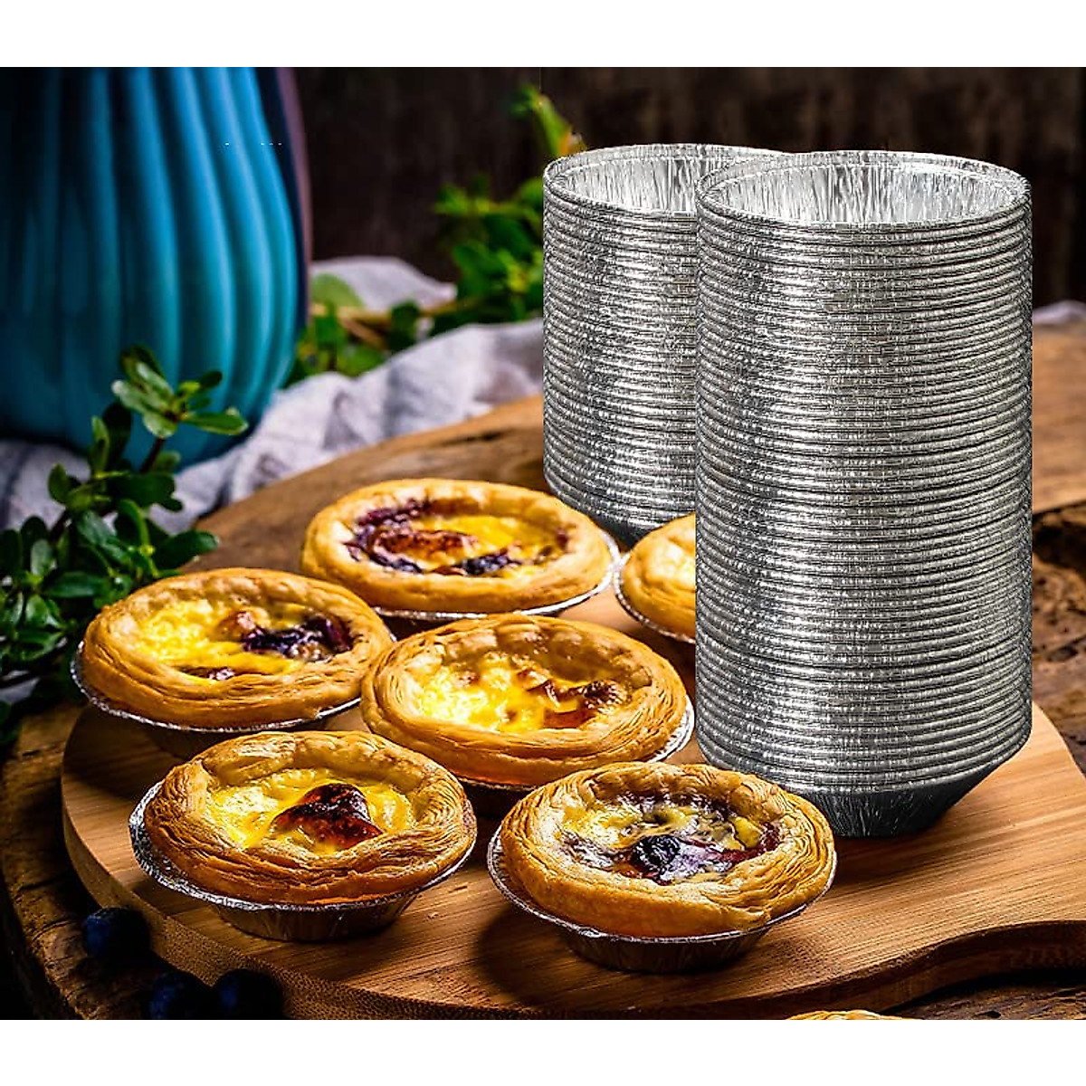 250Pcs Aluminum Foil Tart Pan Egg Tart Pan Freezer & Oven Safe Disposable Round Egg Tart Tin Foil Pans for Baking Supplies