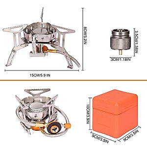Portable Backpacking Stove with Piezo Ignition Windproof Camping Gas Stove Camp Stove Foldable Burner with Propane Canister Adapter for Outdoor Camping Hiking Picnic