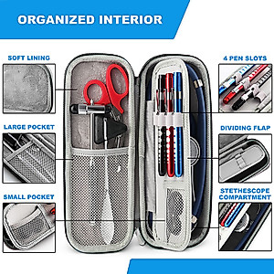 Primacare KB-9397-BK Stethoscope Case, Supplies Included, Black with Multiple Compartments, Portable and Lightweight First Aid Kit Bag with Vital Medical Supplies, Nursing Accessories for Nurses