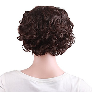 MapofBeauty 11.8 Inch/30 cm Special Elderly Short Curly Fashion Wigs(Dark Brown)