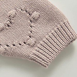 Curipeer Baby Girl Knit Cardigan Sweater Soft Heart Pompoms Toddler Outwear Coat 2T