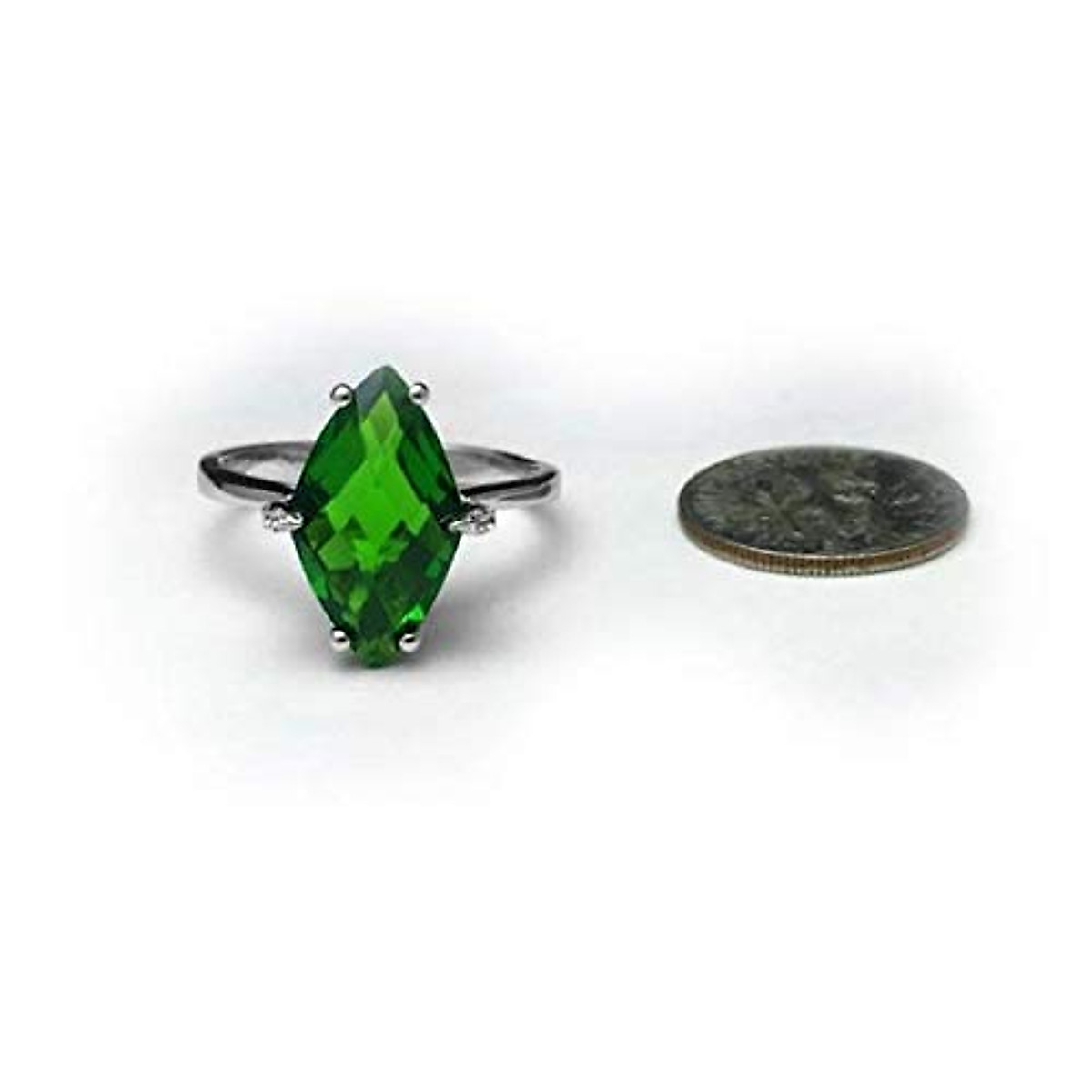 R6497 Fancy Cut Green Helenite Marquise Shape Sterling Silver Mordorn Ring (6)