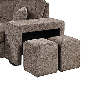 Merax Reversible Sleeper Sectional Sofa Bed with Side Shelf and 2 Stools,Pull-Out L-Shaped Couch with Storage Chaise Left/Right Hande for Living Room Love Seats, Knox Charcoal