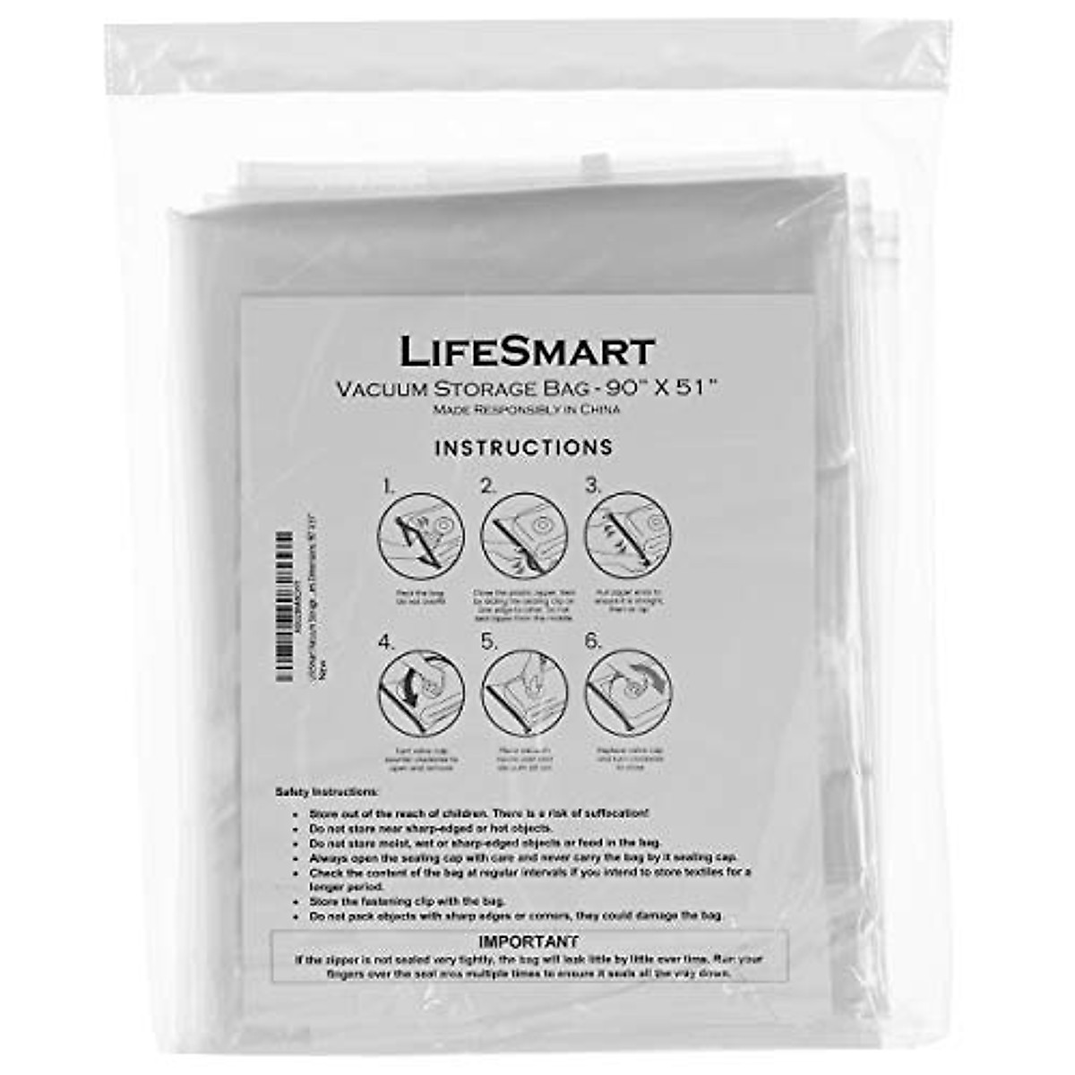 LifeSmart Vacuum Storage Bag for Unfolded Twin Mattress Saver Vacuum Seal, Works with Most Vacuum Cleaners Dimensions: 90” X 51” Not for Queen Size Mattress