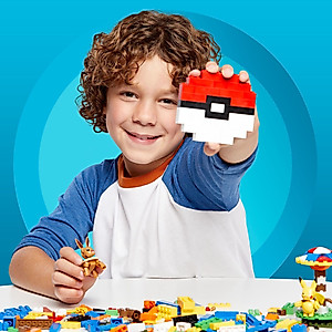 Mega Pokémon Building Toys Set, Building Box with 450 Pieces, 2 Poseable Characters and Storage Box, for Kids