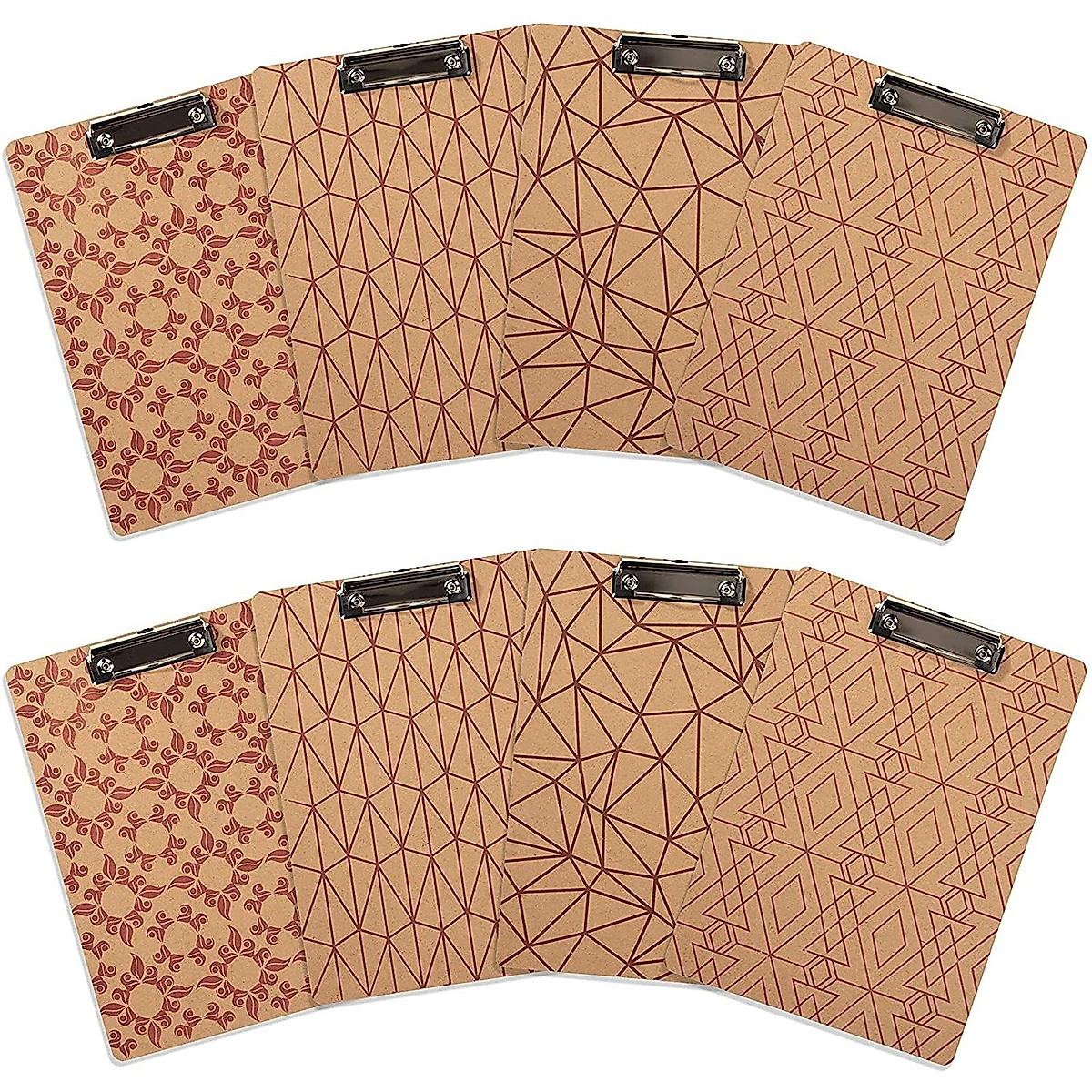 Juvale 8 Pack Cute Clipboards Bulk Supply with Low Profile Clip - Wooden Clip Boards for Office, School, Classroom, Fits Letter Size 8.5x11 and A4 Paper (8.8 x 12.4 in)