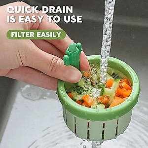 2PCS Cactus Kitchen Sink Drain Strainer,Press Automatic Dumping Basket Cactus Sink Strainer,Upgrade Multifunctional Cactus Sink Filter Net Lifting Basket,Kitchen Sink Drain Strainer.(Green+Yellow).