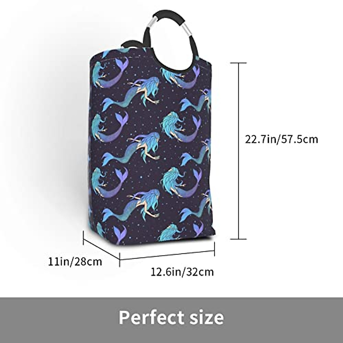 Mermaids Foldable Laundry Hamper Collapsible Laundry Baskets with Handles Large Laundry Bag Dirty Clothes Hamper Organizer Laundry Bin purple