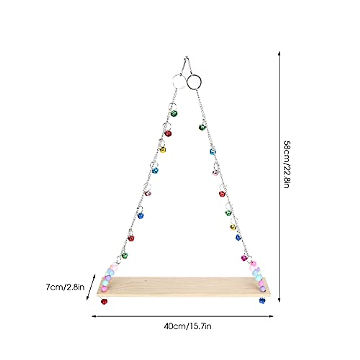 Chicken Swing, Pet Chicken Swing Toys with Natural Wooden Chicken Wooden Standing Swing Toys Hanging Perch with Bells for Medium Large Parrots HenToys