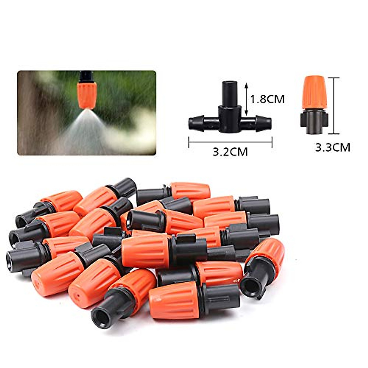 SubClap 100pcs(50pairs) Drip Irrigation Kits Adjustable Misting Drippers Tubing Connecter Irrigation Sprinklers Head Watering System for Garden,Lawn, Farm, Vegetable Garden