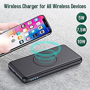 Ekrist Wireless Portable Charger Power Bank, PD 26800mAh Quick Cell Phone Wireless Charging, 2 Input+4 Output QC3.0 External Power Delivery USB-C Battery Pack Compatible with iPhone 12/11, Samsung