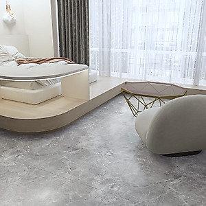 VEELIKE Peel and Stick Floor Tiles Vinyl 12''x12'' Grey Marble Vinyl Flooring 12 Pack Stick on Floor Tiles Waterproof Removable Self Adhesive Vinyl Floor Tile for Bathroom Kitchen Bedroom Floor