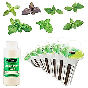 EZ-gro International Basil Seed Pod Kit (7 Pod) - Compatible with Aerogarden Seed Pod Kit - Pre-Seeded Seed Pods for Hydroponic Garden - 4 oz Hydroponic Nutrients for Smart Garden