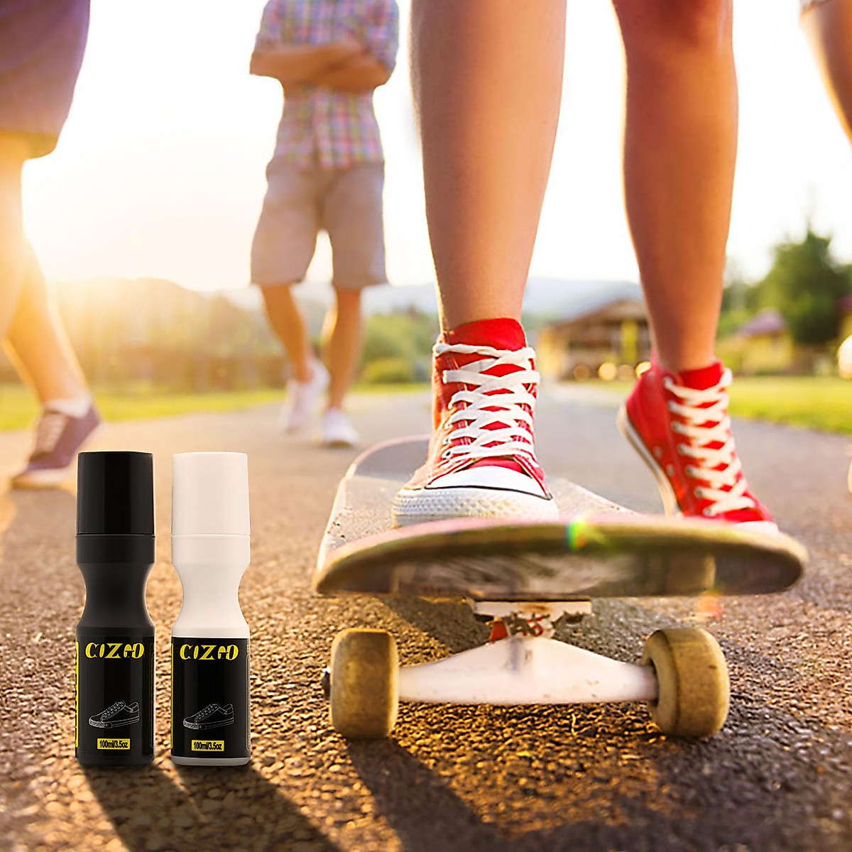 Shoe Cleaner Whitener for Sneaker, COZGO Shoe Cleaning and Whitening Kit, 3.5oz Shoe Cleaner and 3.5oz Whitener, No extra brushes needed,Work on White shoe,Sneaker,Canvas,Mesh,Tennis,PU,Fabric,Leather