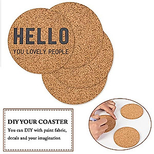 CRCHOM 16 Pack Cork Coasters with Metal Holder 4 Inch Thick Absorbent Natural Cup Coasters Heat Resistant Coasters for Drinks, Wine Glasses, Cups & Mugs
