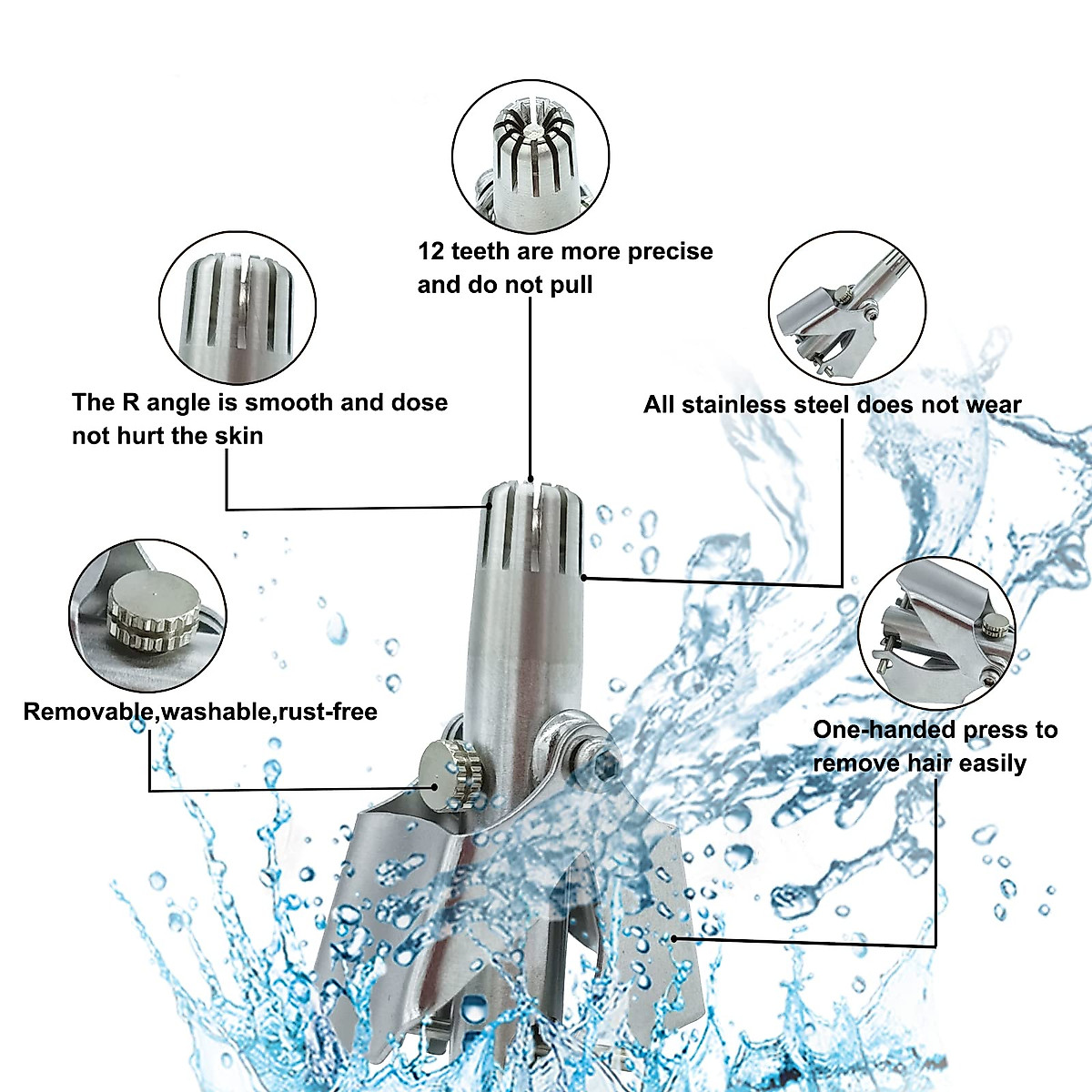 Universal Nose Hair Trimming Tweezers, Comes in Leather Sheath and Storage Packaging, Stainless Steel Manual Ear and Nose Hair Trimmer, Friendly Round Tip Not Hurt The Skin, for Noses, Sideburns