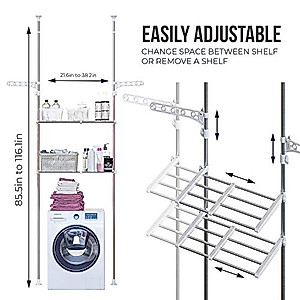 Skywin Over The Washer Storage Shelf - Easy to Assemble Laundry Storage, Laundry Shelf for Over Washer or Dryer with Adjustable Height and Width, No Drill Required