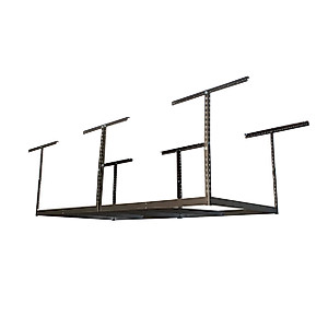 MonsterRax 4x8 Overhead Garage Storage Rack Frame Kit - Hanging Storage Shelves, Garage Ceiling Storage Rack System, Overhead Garage Organizers And Storage, Ceiling Shelving (Hammertone, 24"-45")