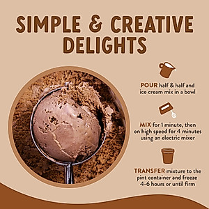 True Scoops Beginner's Pack - Chocolate Ice Cream Mix & Salted Butterscotch Sauce Mix. Add One Ingredient - Half & Half! Makes 1 Pint of Ice Cream And 1 Cup of Sauce. Women-Owned, Gluten-Free, Peanut-Free, and Kosher.